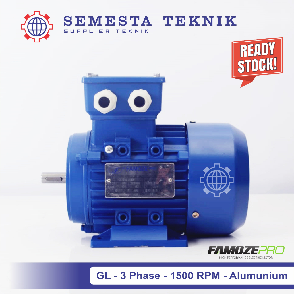 Jual Famoze Pro GL Dinamo Motor 3 Phase Body Alumunium Type GL 1.5 HP 1500 RPM 4 Pole Electric ...