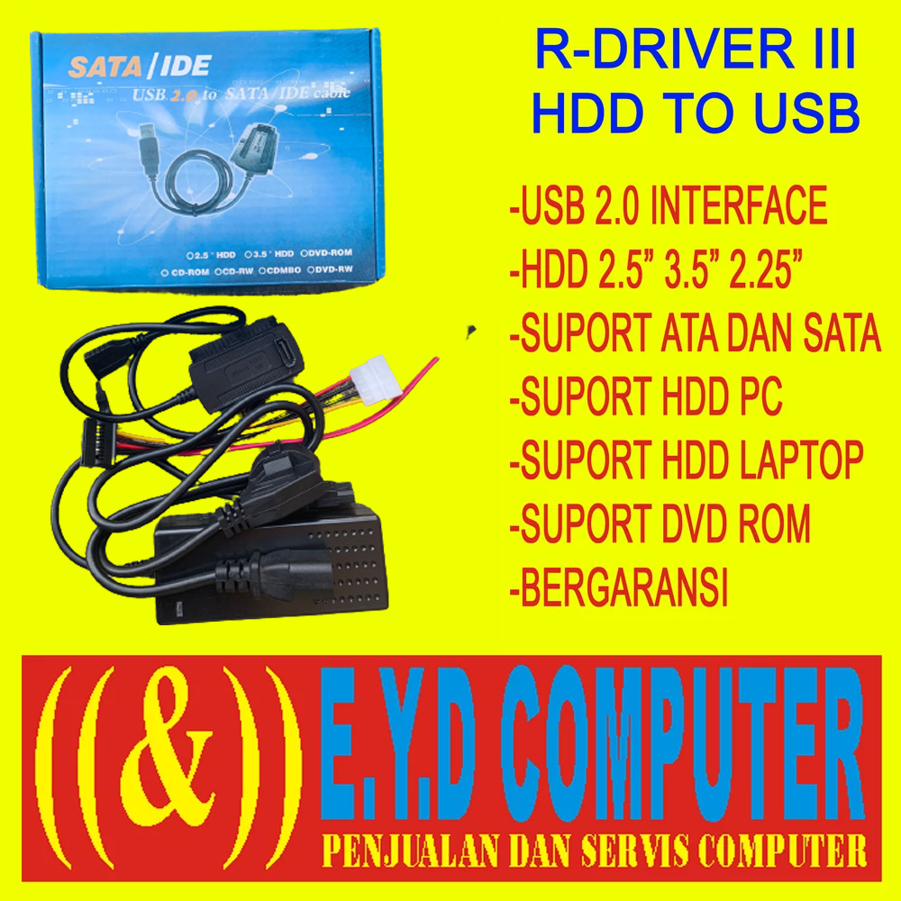 Jual R - DRIVER III USB TO SATA IDE CABLE CONVERTER KABEL UNTUK HARDISK ...