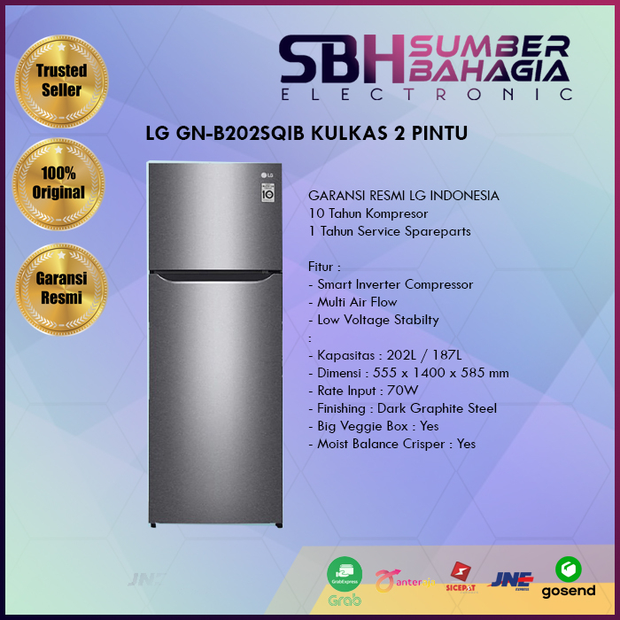 Jual LG GN-B202SQIB KULKAS 2 PINTU (NEW) (KHUSUS BANDUNG) | Shopee ...