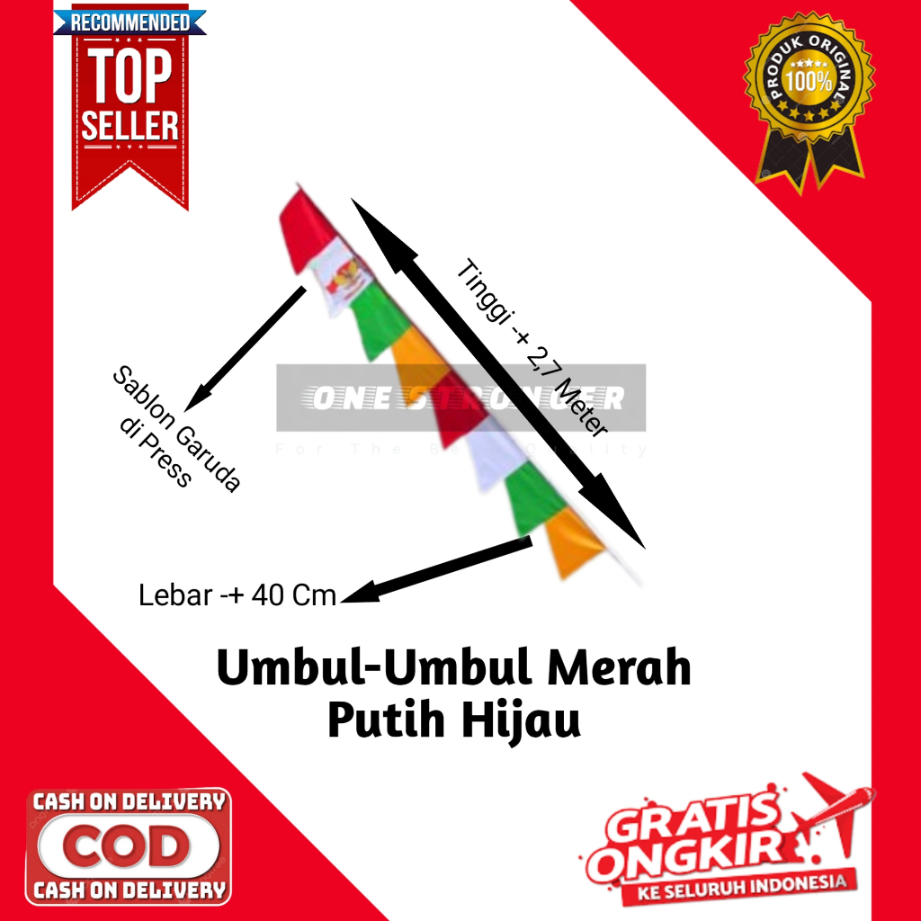Jual Bendera Umbul-Umbul Merah Putih Warna warni 8 Daun Gelombang Gergaji Isi 20 Pcs Untuk HUT ...