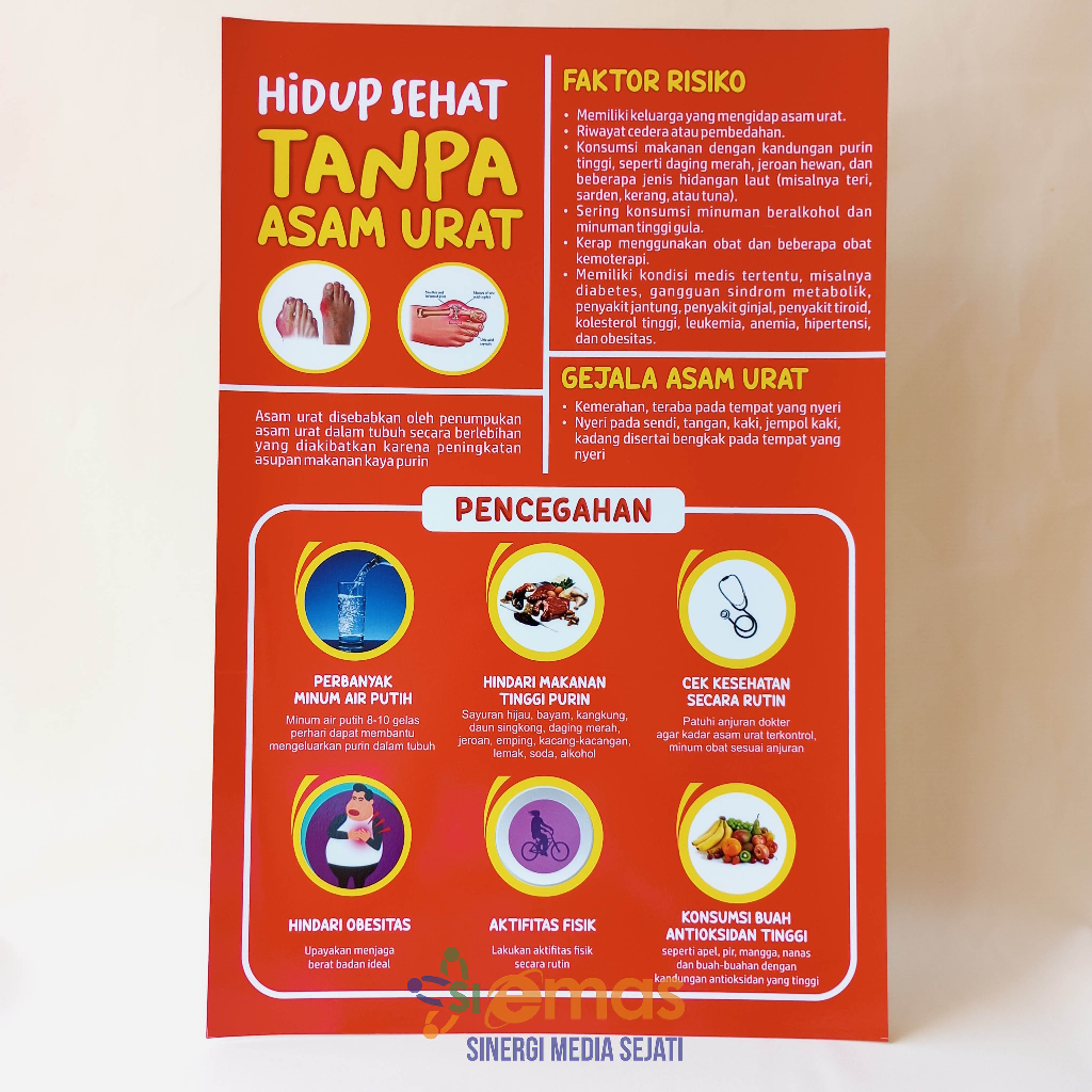 Jual Poster Kesehatan | Poster Sehat Tanpa Asam urat | Poster Asam Urat ...