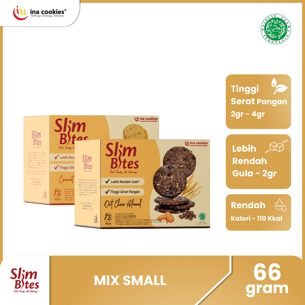 Jual Slim Bites Mix Varian Oat Choco Almond + Coconut Cheese (66gr x 2 ...
