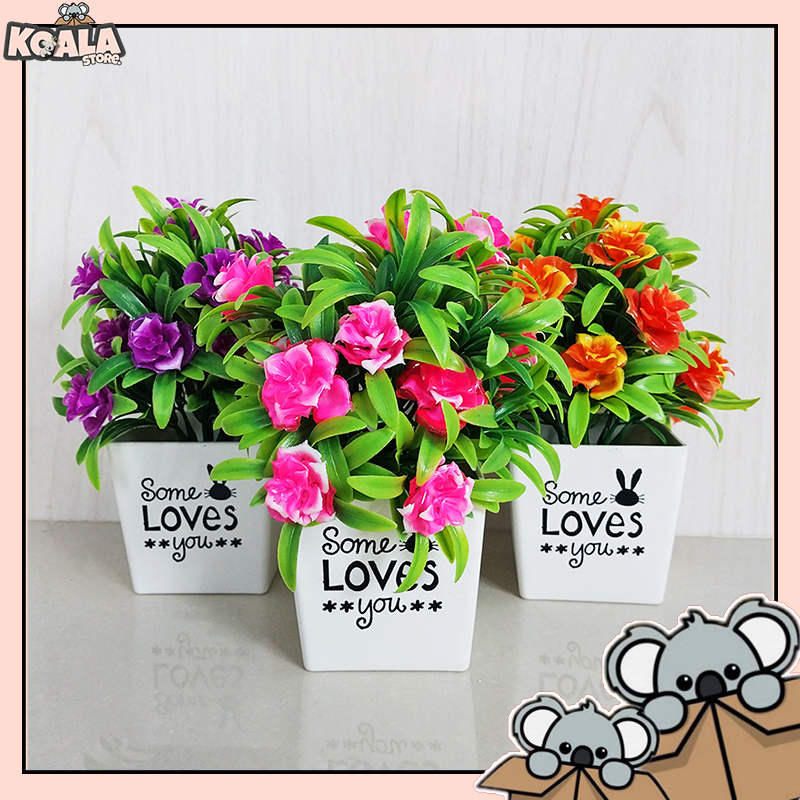 Jual Tanaman Plastik Dekorasi Rumah Ornamen Pot Bunga Mawar Palsu ...