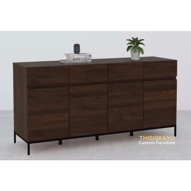 Jual BUFFET KAYU JATI ASLI SOLID GAYA INDUSTRIAL WARNA KAYU GELAP ...