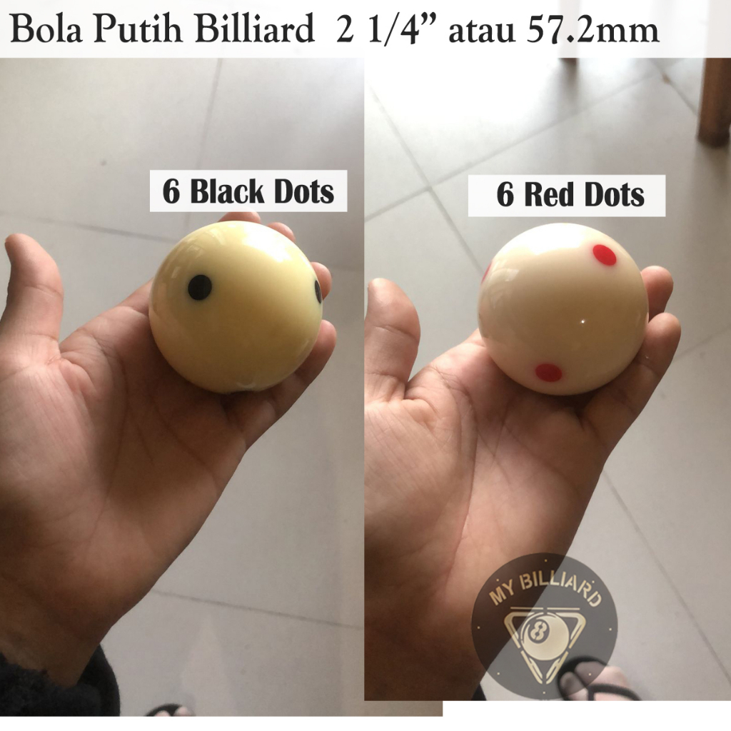 Jual Bola Billiard Putih 57.2mm 6 Black Dot dan 6 Red Dot - White ...