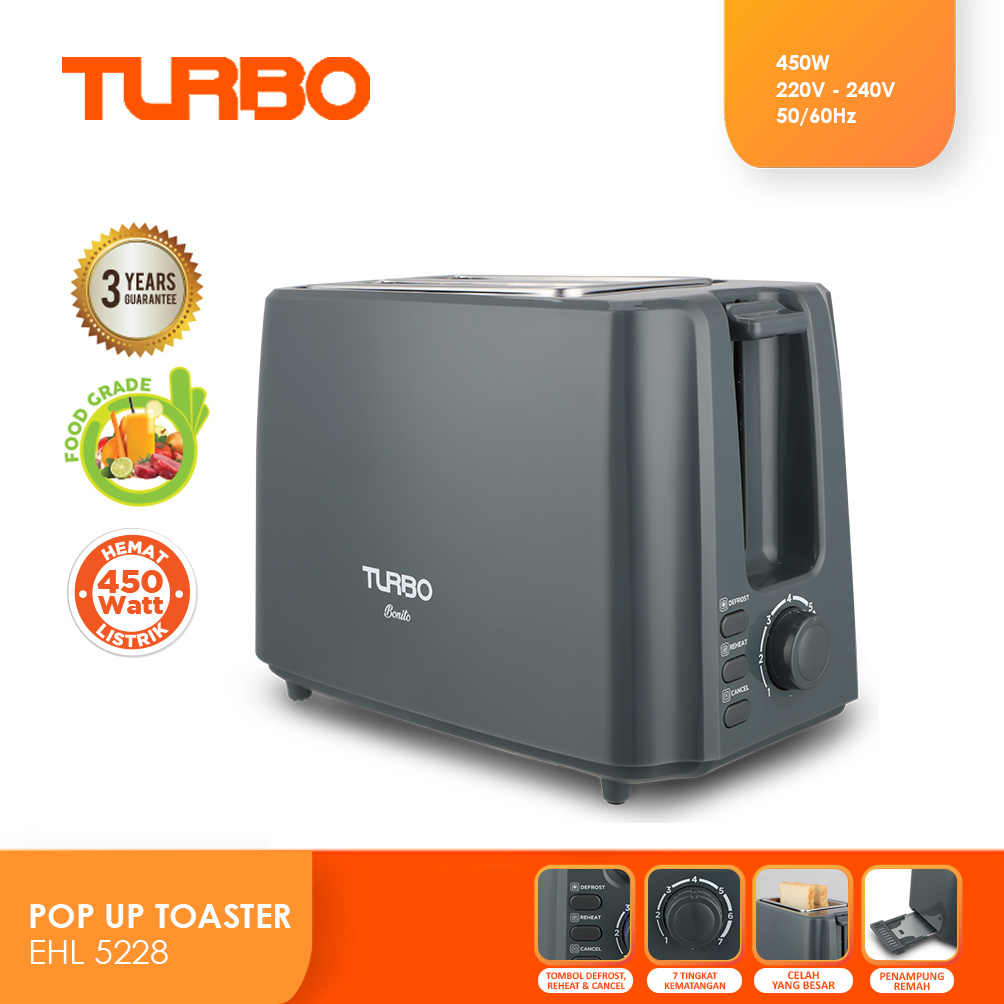 Jual Turbo Pop Up Toaster EHL5228 Pemanggang Roti Original Dan ...