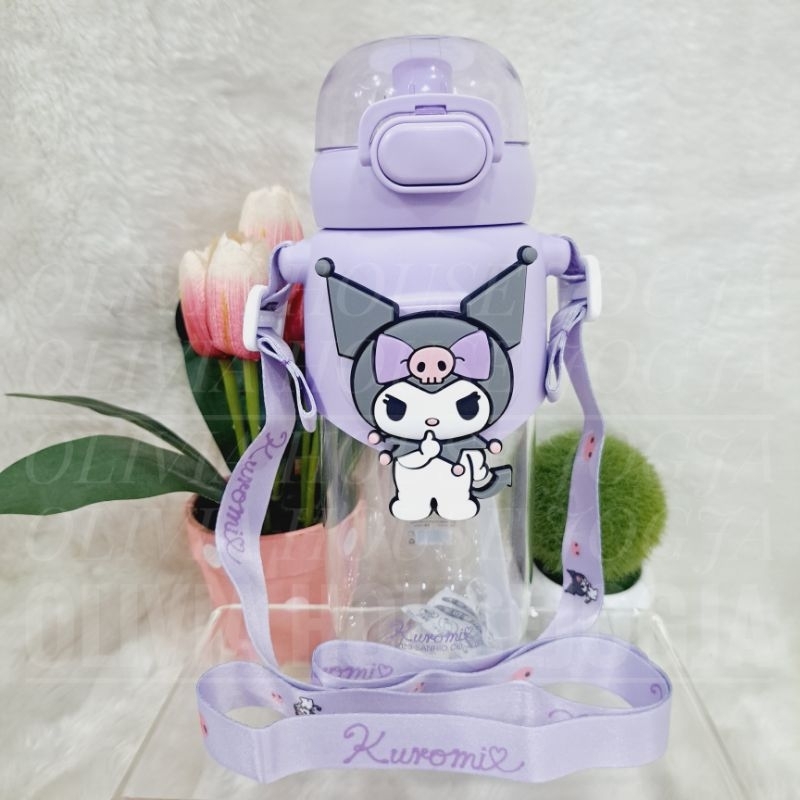 Jual Botol Minum Kuromi Sedotan Tali 600ML KU2122 Tumblr Kuromi Ungu ...