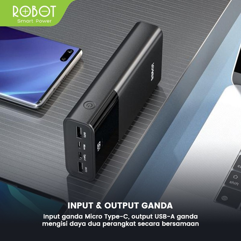Jual PowerBank ROBOT 20000mah RT22 Dual Port Input & Output Original ...
