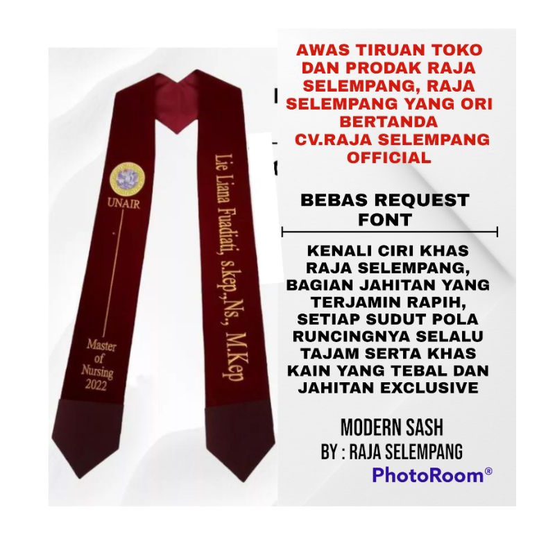 Jual ( PROSES CEPAT) Selempang Wisuda Leher Bordir / Selempang Kalung ...