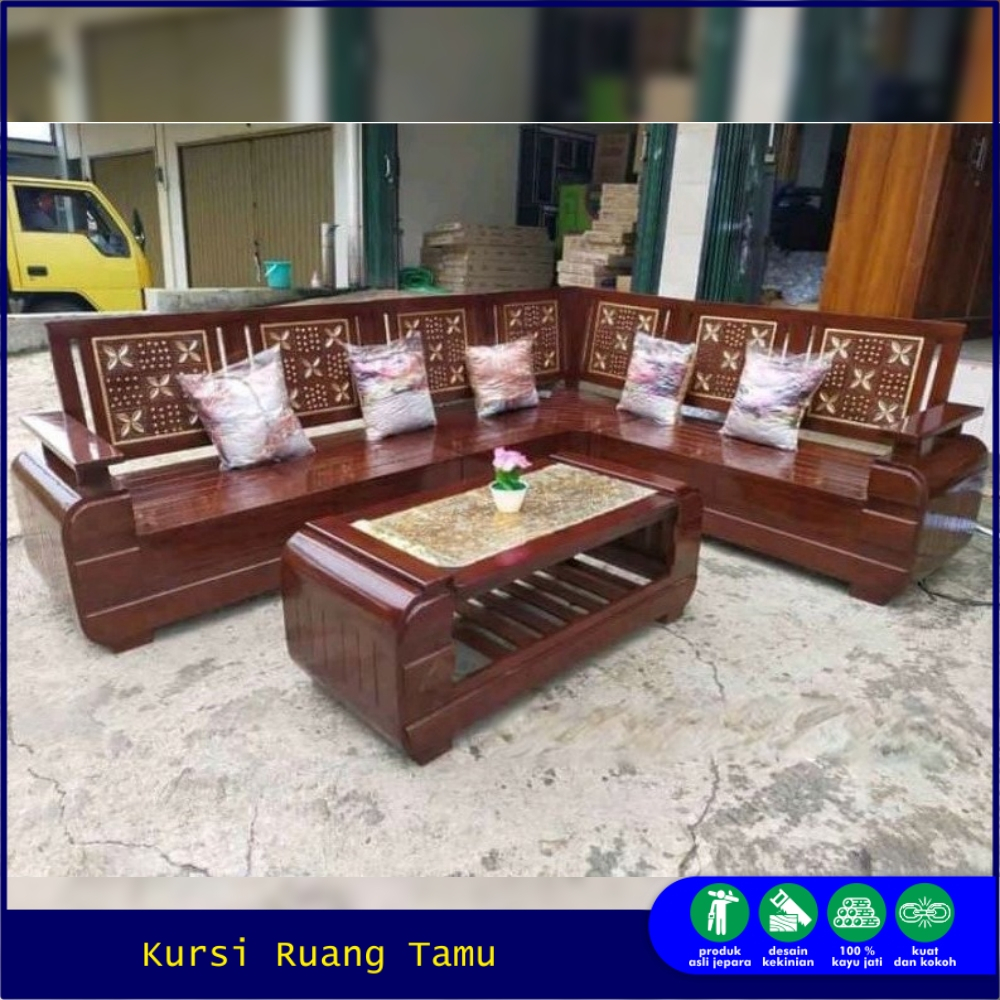 Jual Set Kursi Tamu Jati Sudut Model Domini, Kursi Tamu Minimalis ...