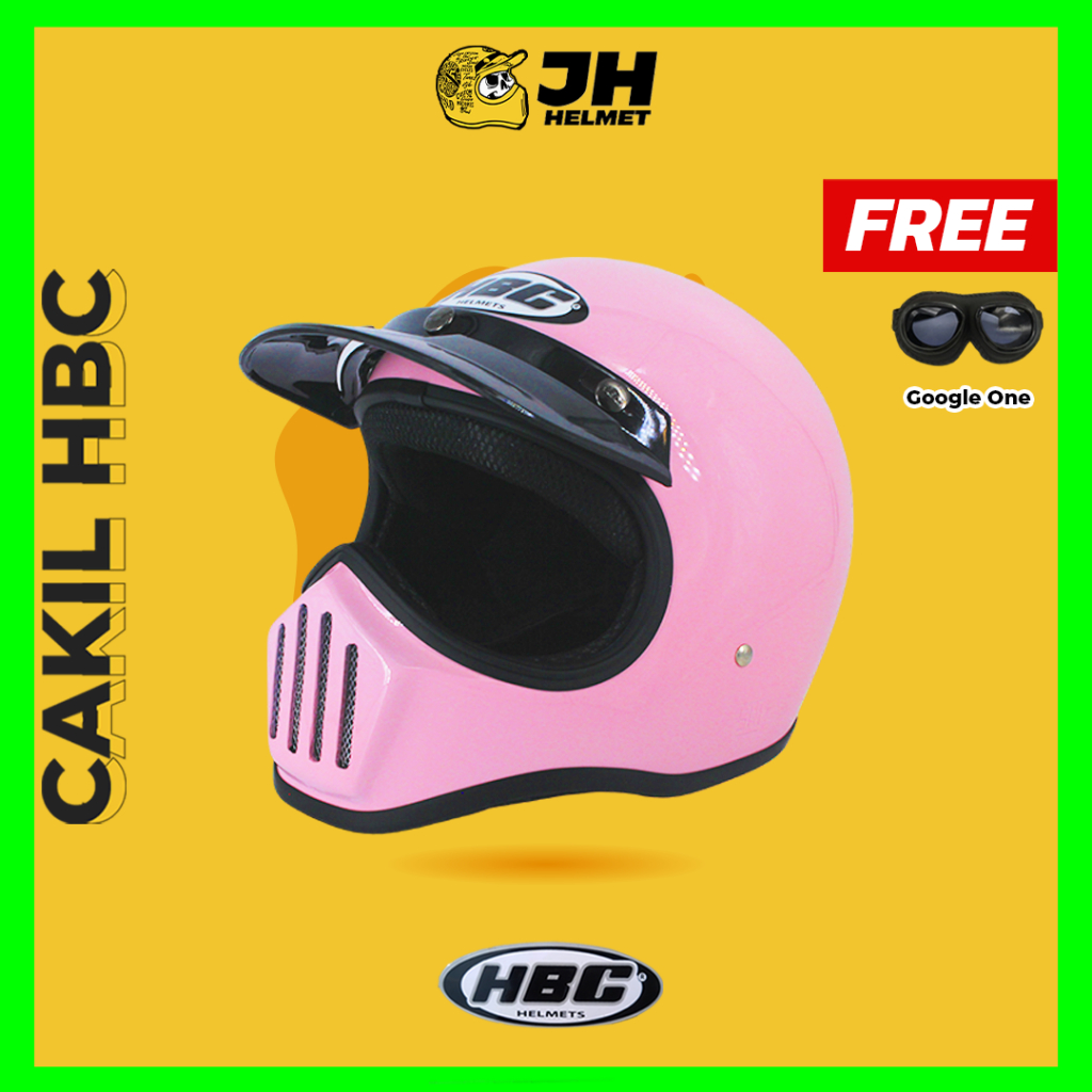 Jual Helm Cakil HBC Polos Pink Glossy + FREE GOGGLE | Original 100% ...