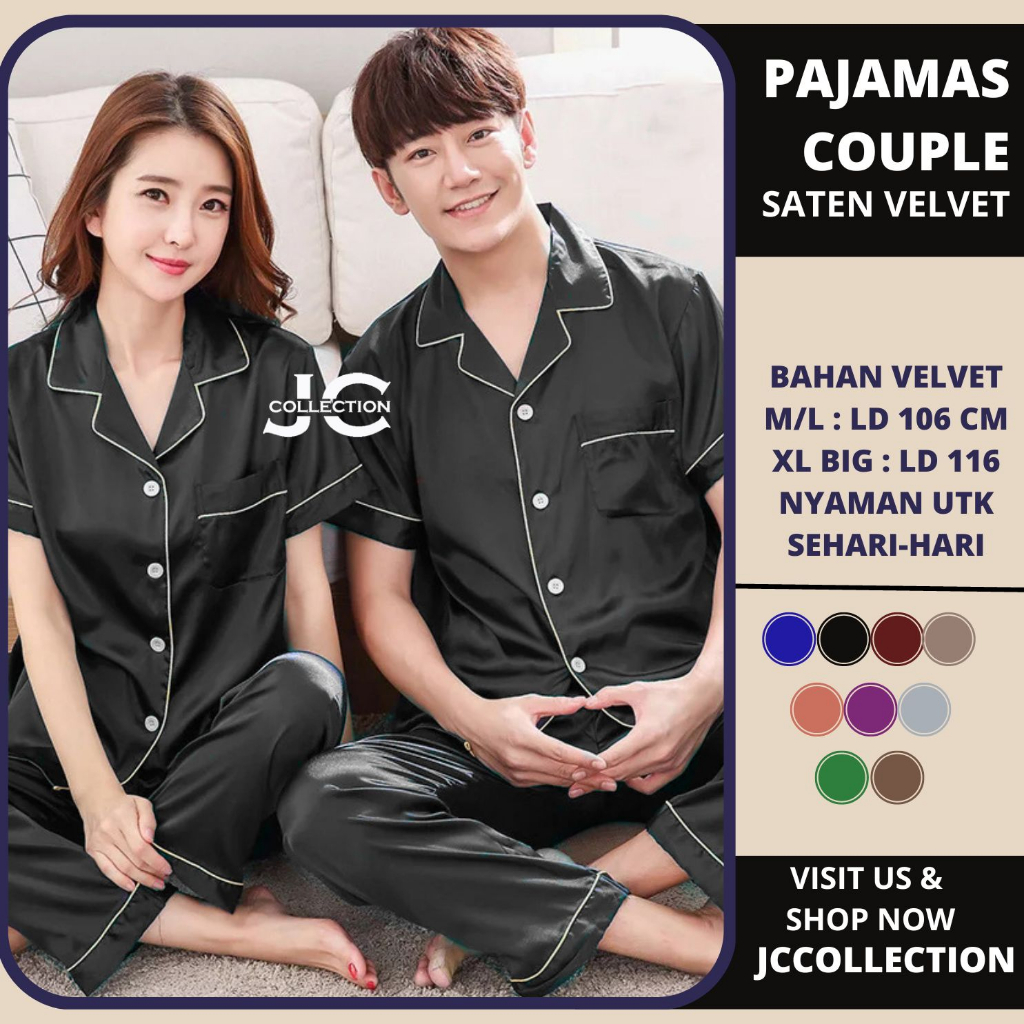 Jual Piyama Couple pasangan Satin Big Size 2XL COUPLE CP - Piyama Satin ...