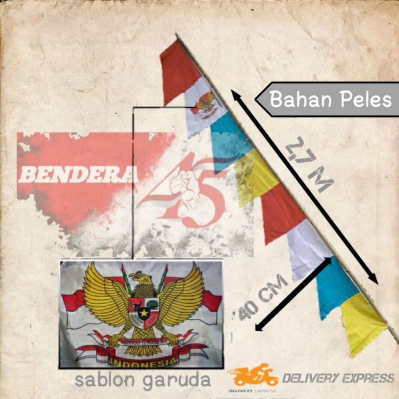 Jual Bendera umbul umbul merah putih umbul umbul warna 8 gergaji sablon garuda | Shopee Indonesia