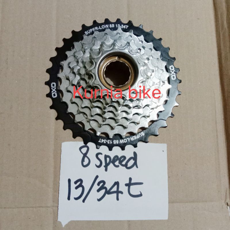 Jual promo gear 8 speed 13/34t drat/ulir OXO sprocket freewheel 8 sp ...