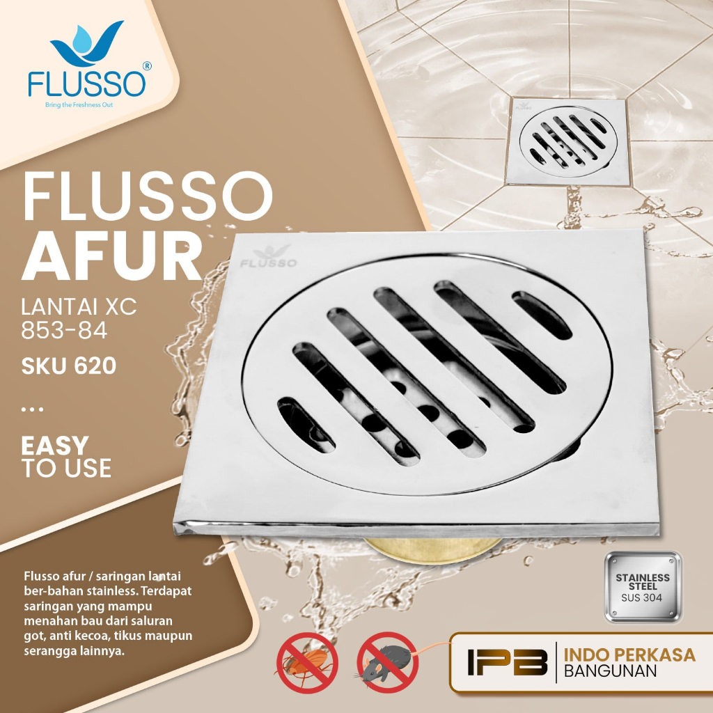Jual FLUSSO Afur Floor Drain Stainless Afur Lantai Saringan Got Stainless Katub Kuningan ...