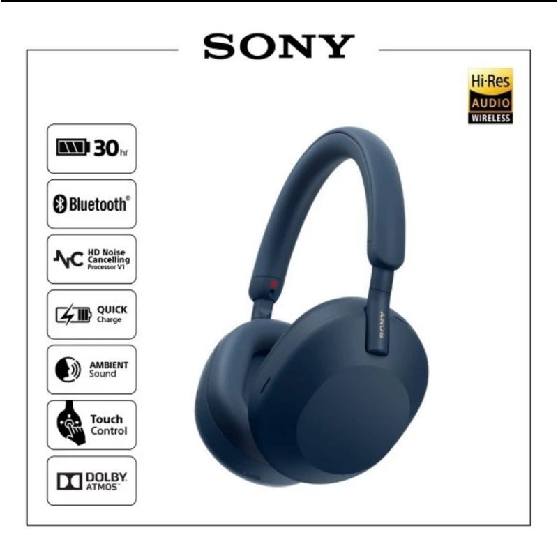 Jual SONY WH-1000XM5 Midnight Blue Wireless Noise Cancelling Headphone ...
