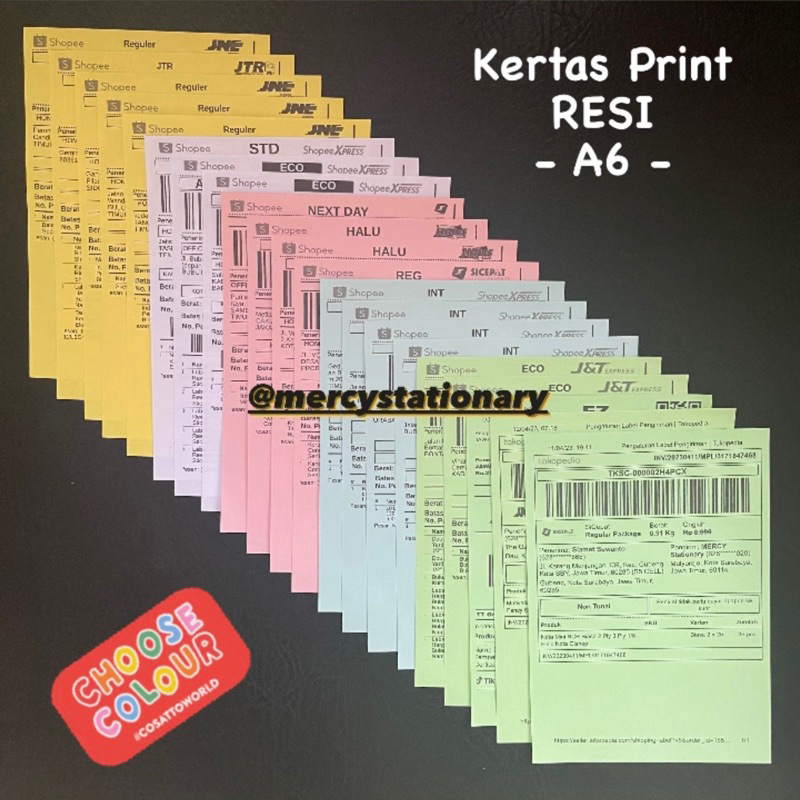 Jual 500 Lembar - Kertas Resi HVS A6 70 Gsm 60 Gr Warna Print Resi ...