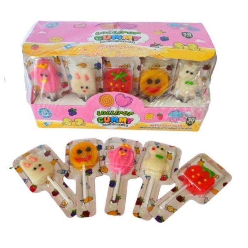 Jual Permen Lunak Lollipop Gummy Mint Isi 30 Pcs | Emoticon Lolipop ...