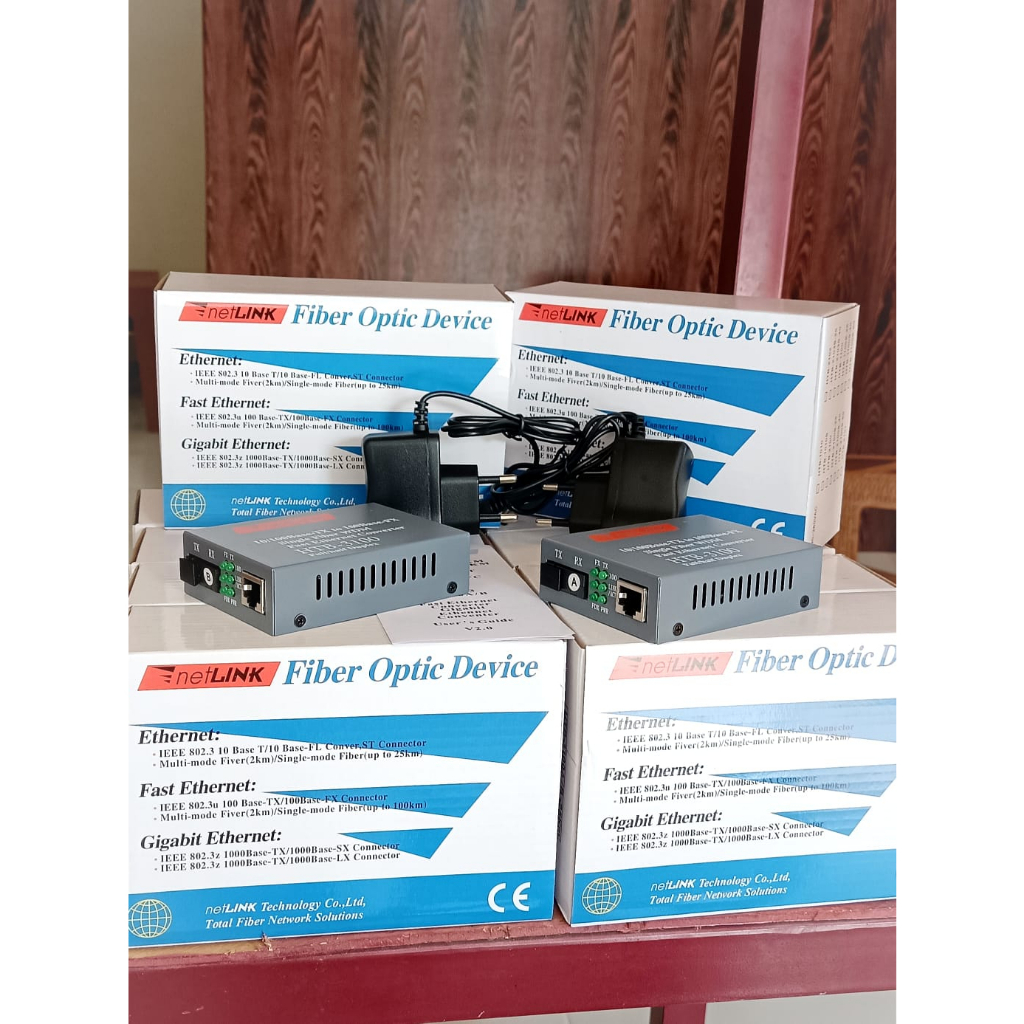 Jual Netlink Htb 3100 Fiber Optical Media Converter Rj45 25km 10 100m