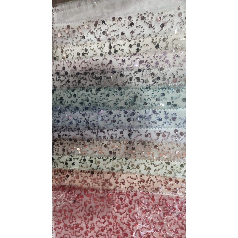 Jual TULLE SPARKLING SEQUIN BIG AND SMALL SPANGLE WITH PEARL*HARGA ...