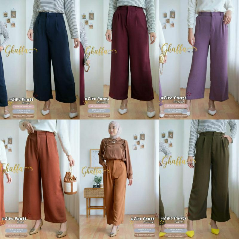 Jual GHAFFA THE LABEL Zipo pants airflow kulot viral polos bahan ...