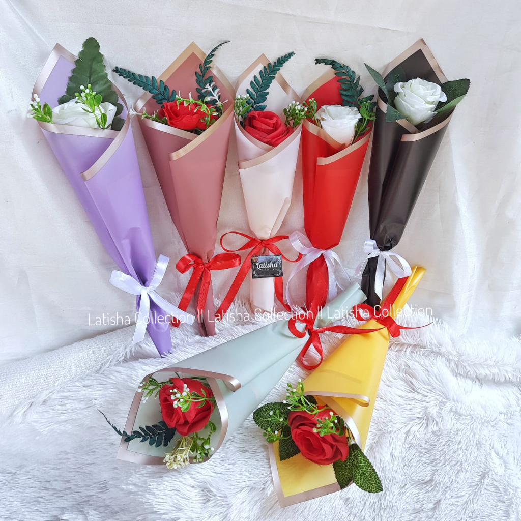 Jual Single Rose Bouquet /Buket Bunga Mini / Hadiah Romantice /one love ...