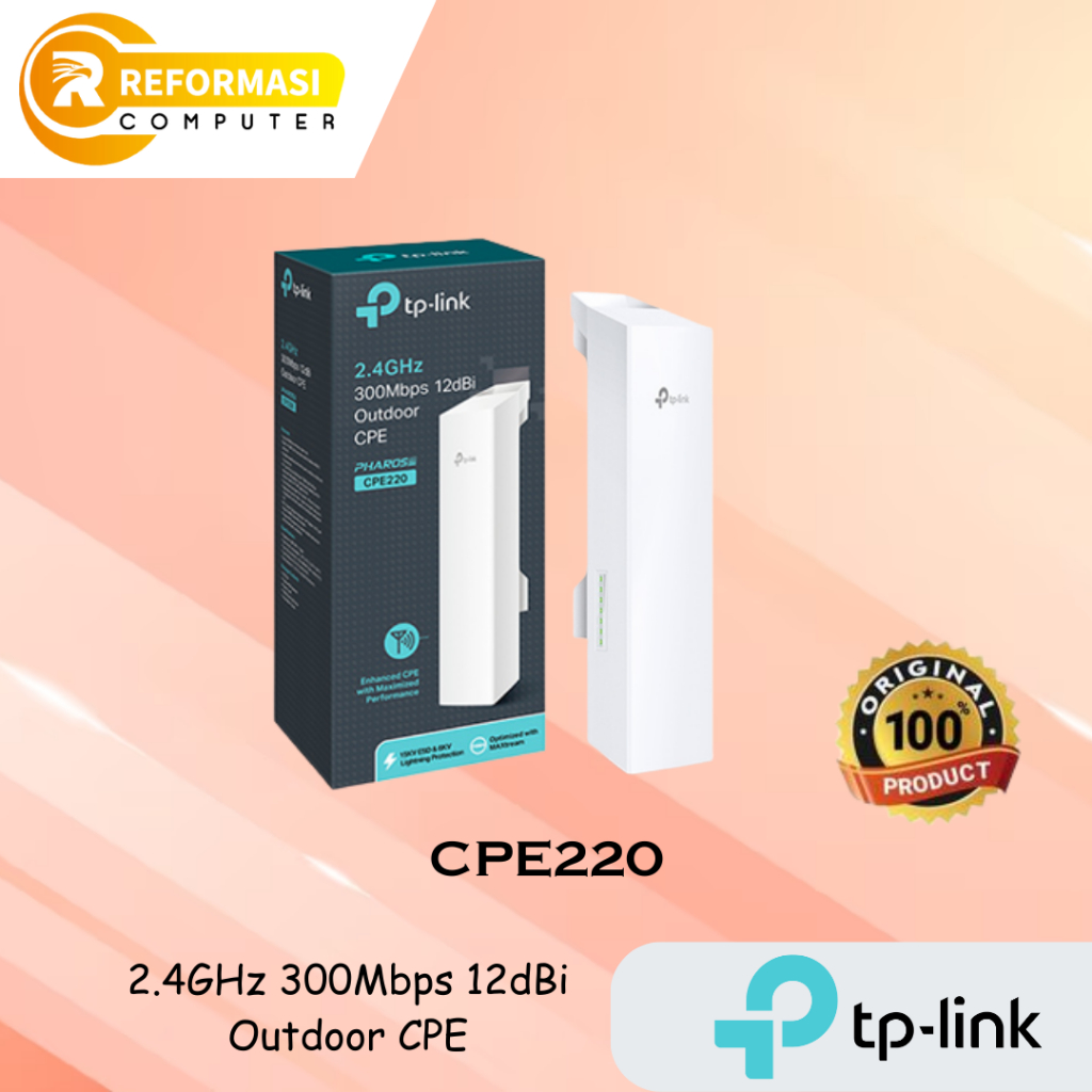 Jual TP-LINK Access Point Outdoor TP-LINK 2.4GHz 300Mbps CPE220 / CPE ...