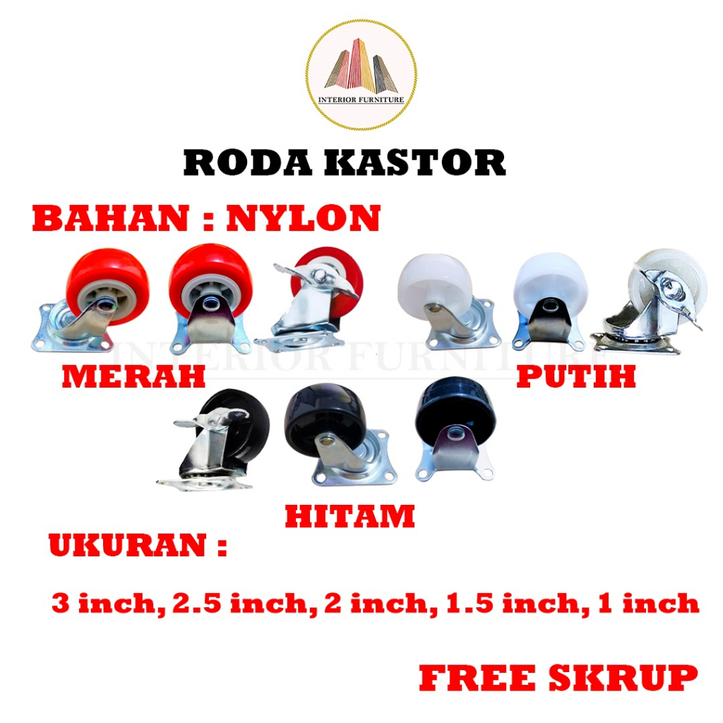 Jual Roda Kastor Plate Pvc Nylon / Roda Troly Etalase 1.5 inch HIDUP ...