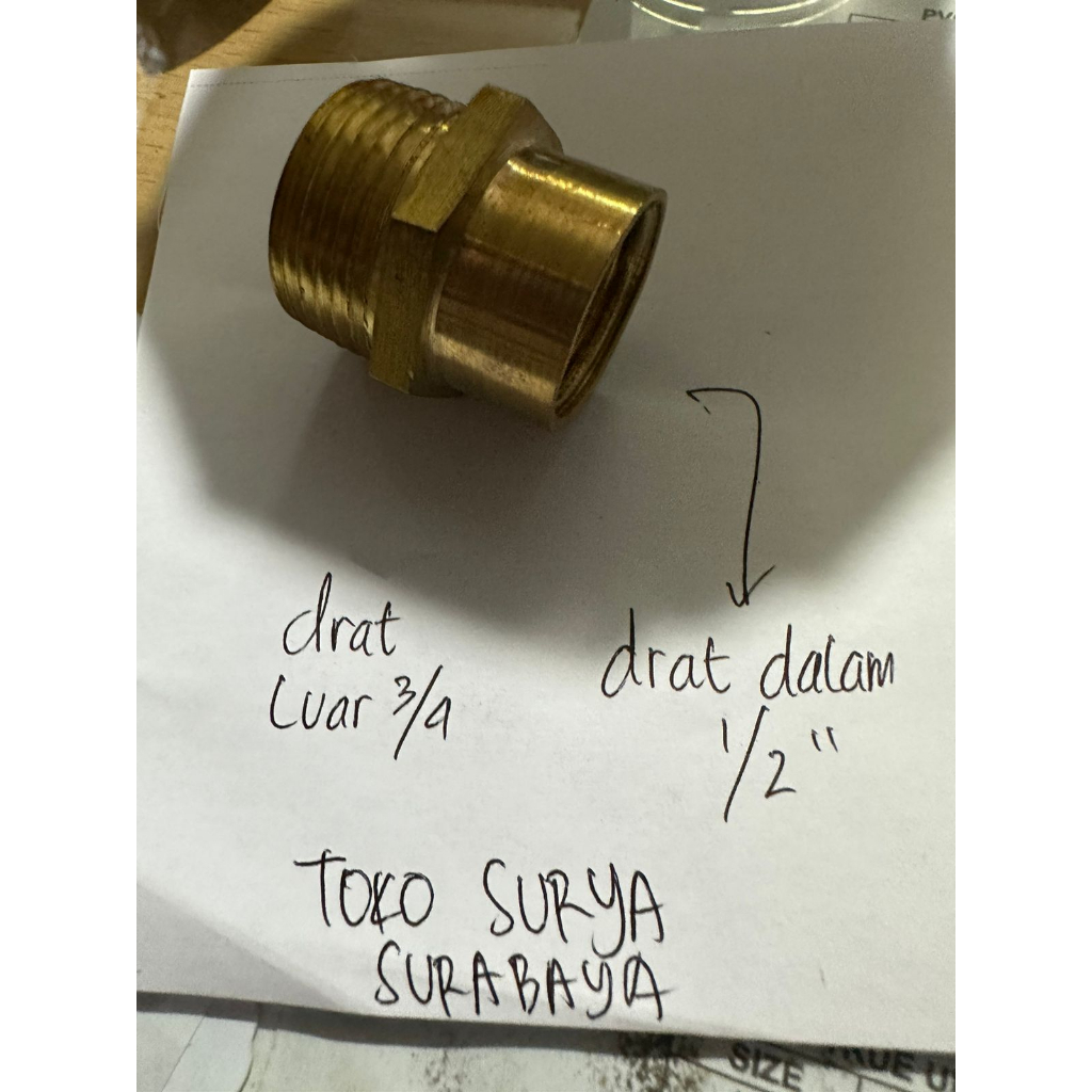 Jual Kuningan Sok Kran 1/2" x 3/4" Pengubah Ukuran 3/4" x 1/2" Pengubah Ukuran 1/2" x 3/4" NEPEL ...