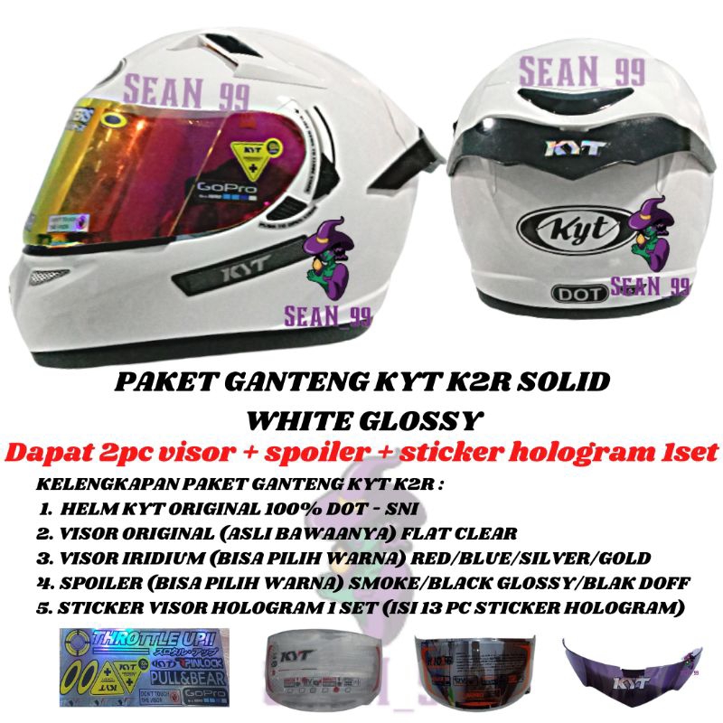 Jual HELM KYT K2R | K2 RIDER SOLID WHITE GLOSSY FULL FACE DOUBLE VISOR ...