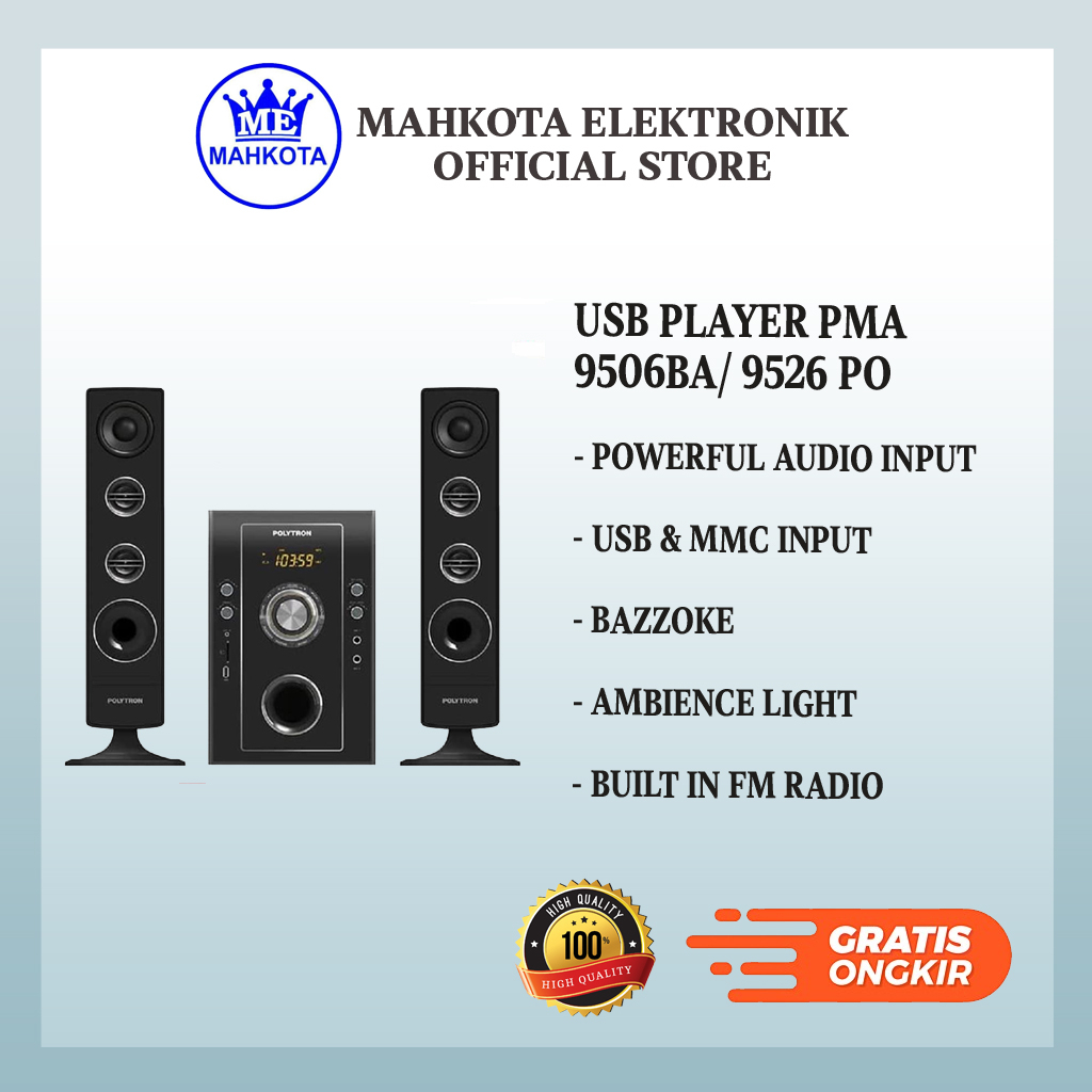Jual POLYTRON MULTIMEDIA AUDIO SPEAKER PMA 9506/9526 NEW TYPE WIRELESS BLUETOOTH (BLUETOOTH, USB ...