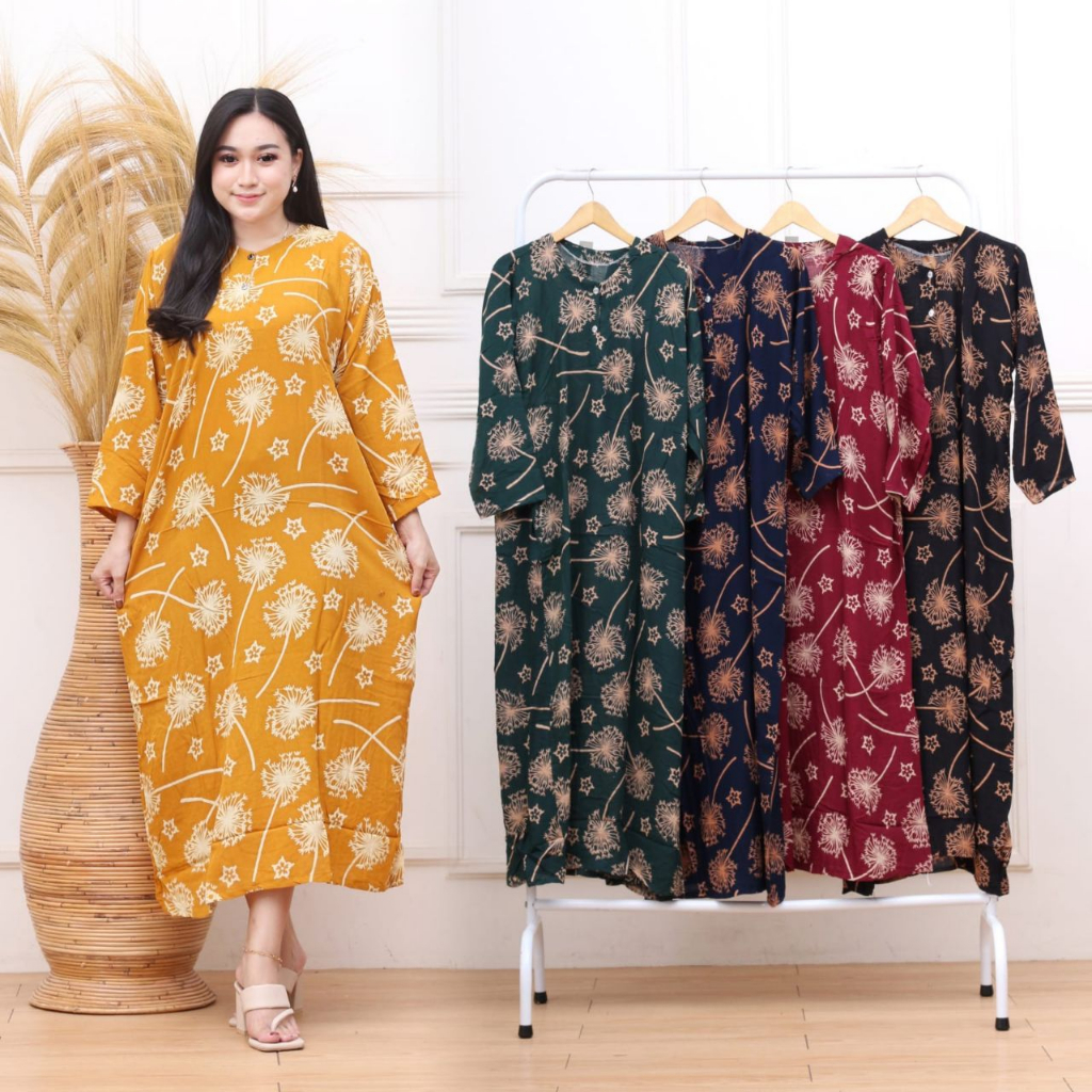 Jual Daster Lukis Panjang Longdress Santung Rayon Kekinian Daster ...