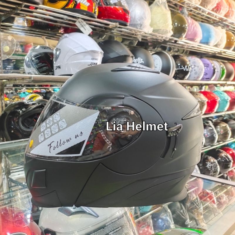 Jual helm zeus 3020 modular polos black matt / helm modular zeus 3020 ...