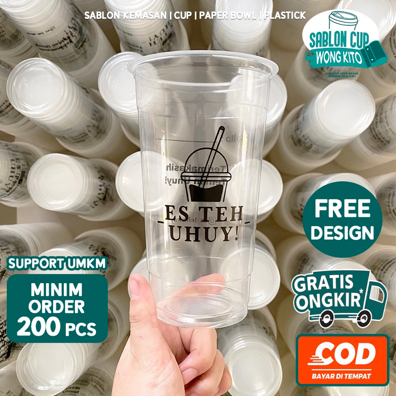 Jual SABLON CUP DATAR / CUSTOM CUP / CUP PRINTING / CUP PLASTIK POLOS / 14 OZ 16 OZ 18 OZ 22 0Z ...