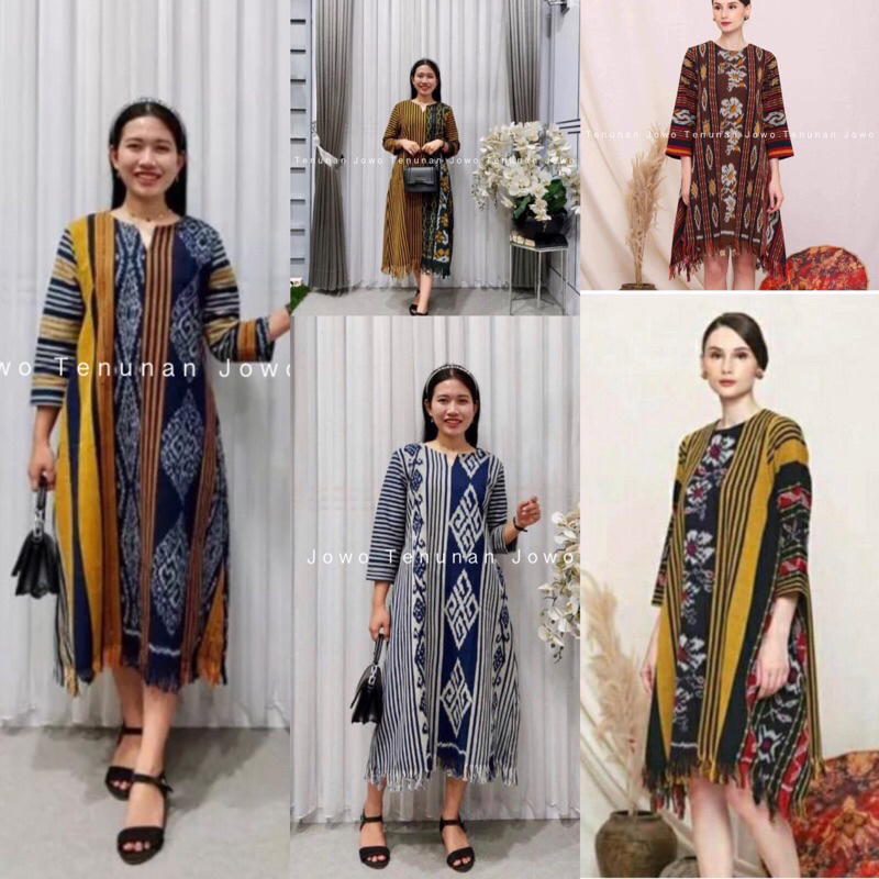 Jual longdres long dres rumbai baju tenun etnik dress panjang kekinian simpel etnik formal ...