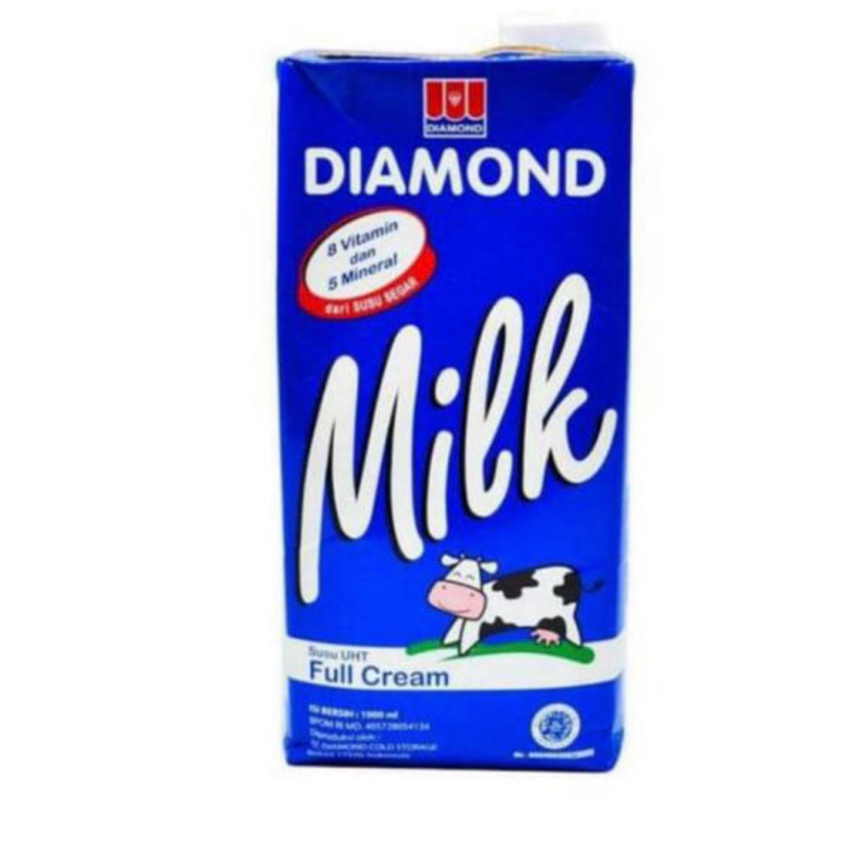 Jual diamond susu full cream uht milk 1000ml 1liter susu sapi | Shopee ...