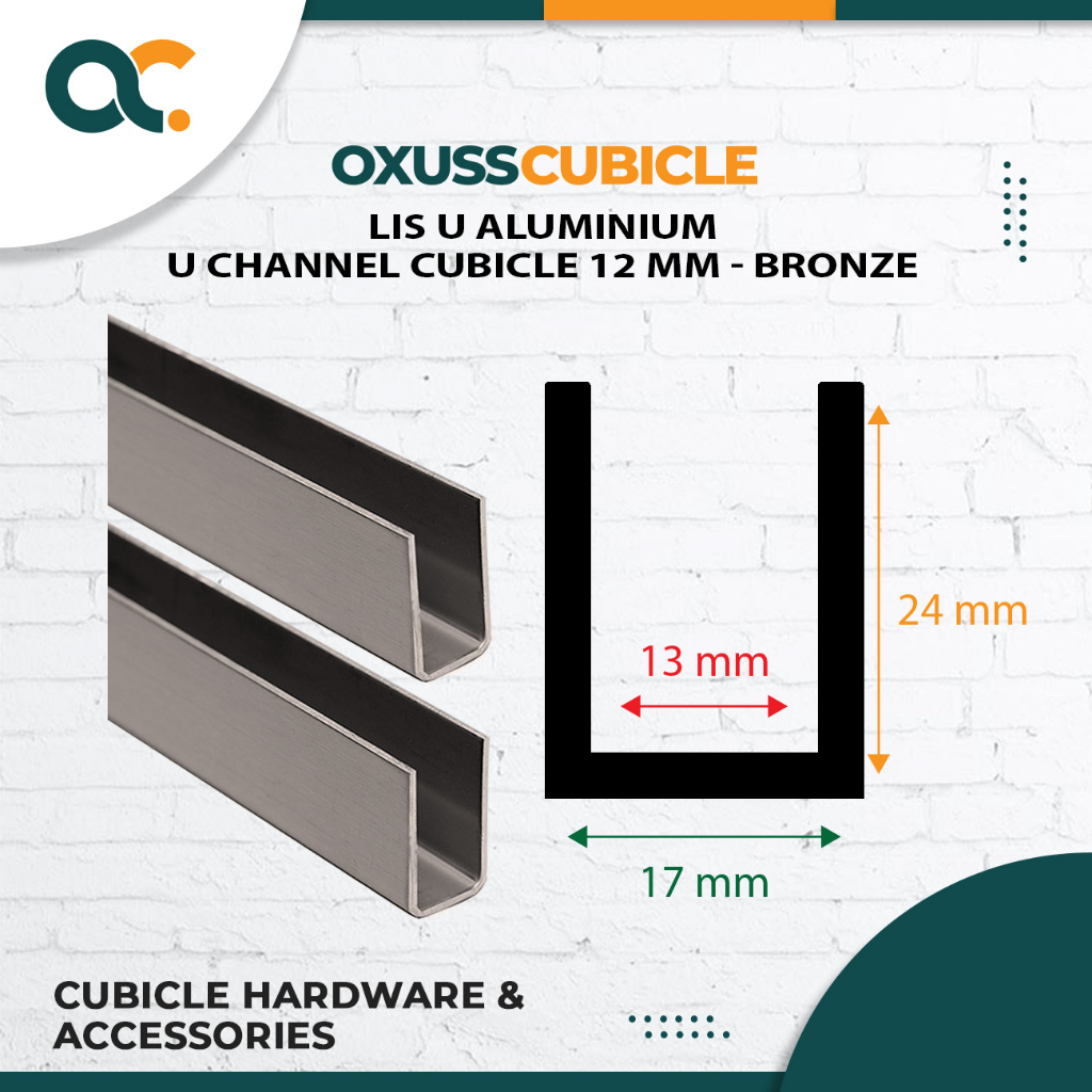 Jual U-Channel 12mm Lis U Aluminium Partisi Cubicle Toilet (5,6 Meter ...