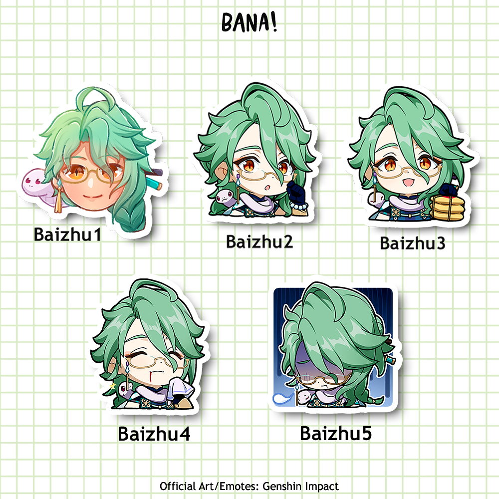 Jual Stiker BAIZHU Genshin Impact Sticker Vinyl Waterproof Bijian ...