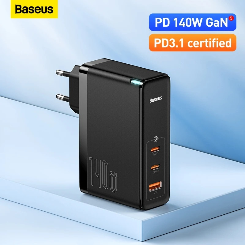 Jual Baseus GaN5 Pro 140W 3-Port USB Type C PD3.1 QC 4.0 SFC AFC PPS EU | Shopee Indonesia