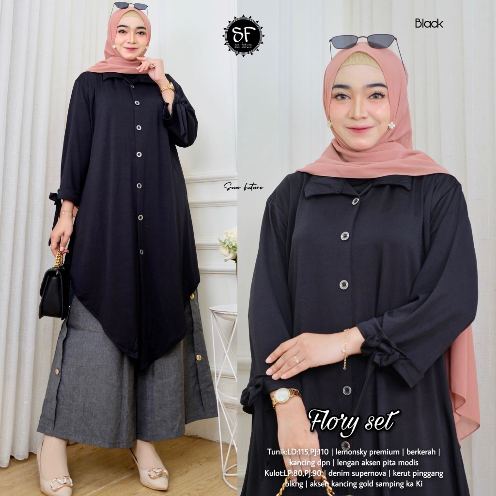 Jual FKS Setelan Muslimah Blouse Celana Jumbo XXL Busui LD 115 FLORY ...