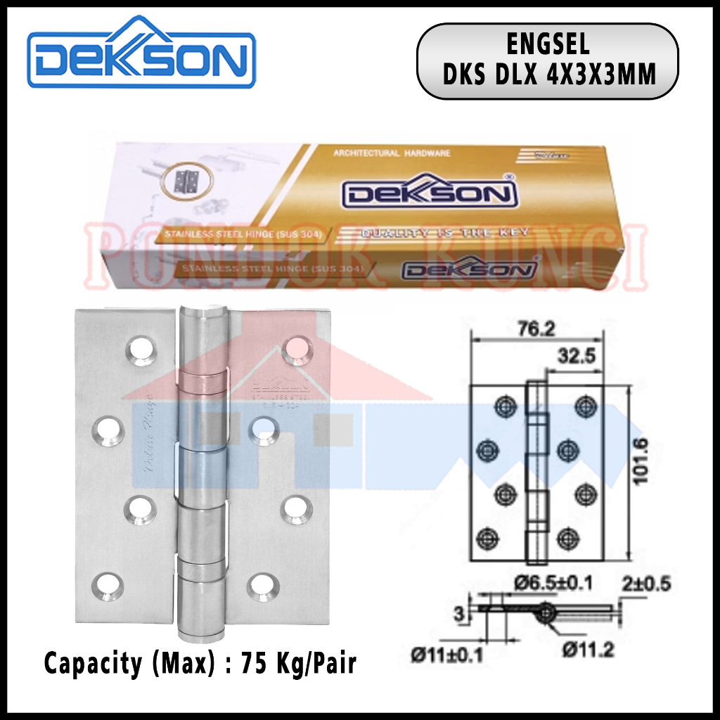 Jual DELUXE HINGE DEKKSON ESS DL 4X3X3MM 2BB SSS SUS304 4 INCH HINGE DEKSON | Shopee Indonesia