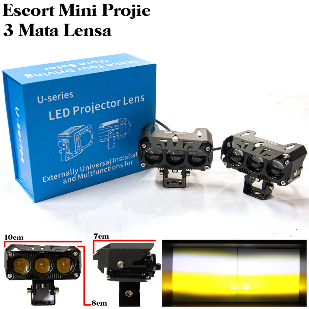 Jual Lampu Mini Projie Led Lampu tembak Laser Foglamp 3 Lens Mini ...