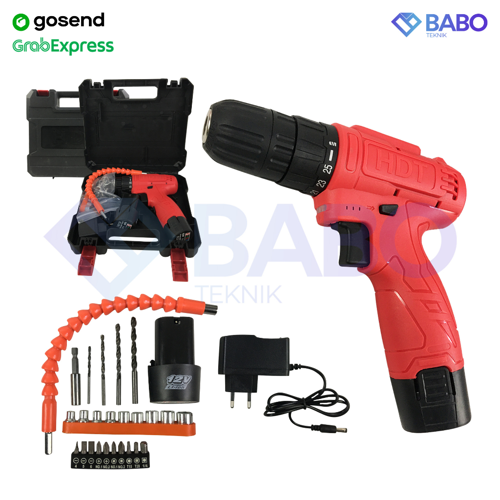 Jual HDT CDD 405 Mesin Bor Cas Charger Batre 12V Cordless Drill Set ...