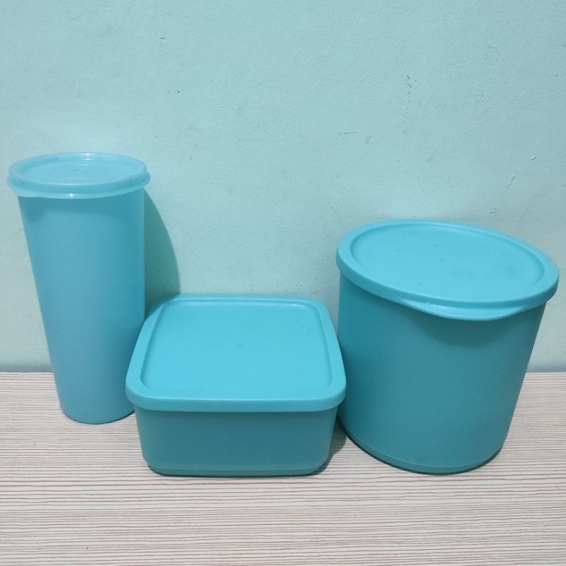 Jual TUPPERWARE SECOND PRELOVED PAKET BIRU // TOPLES TUMBLER TEMPAT ...