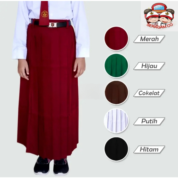 Jual ROK ANAK SD/MI/SERAGAM SEKOLAH ANAK SD KELAS 1-6 MODEL REMPEL ( MERAH, COKLAT, HIJAU, PUTIH ...