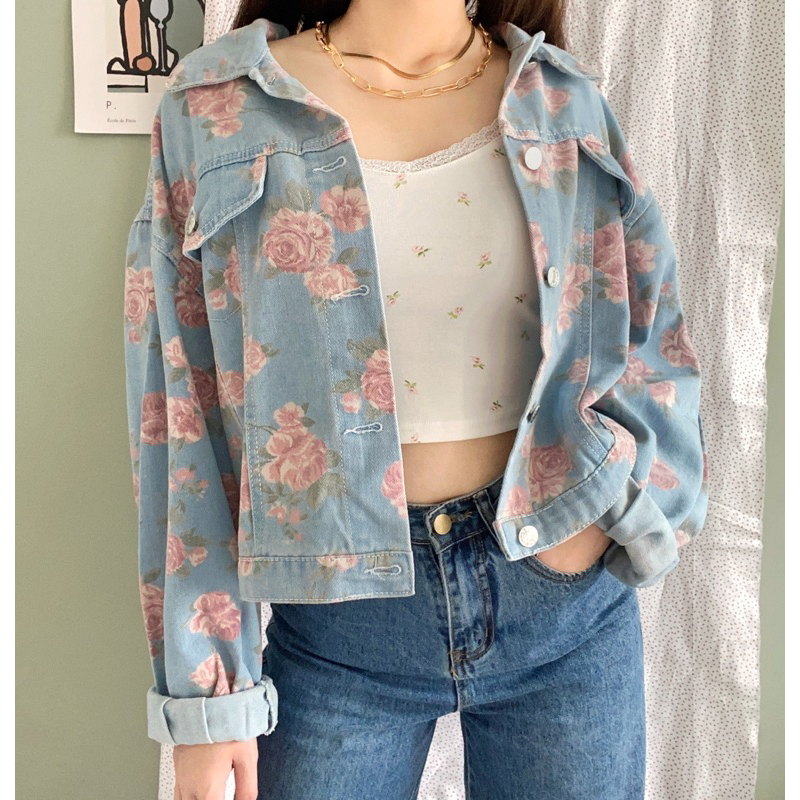 Jual Keely Daily - Mia Floral Oversized Denim Jacket outer jaket jeans ... Jual Keely Daily - Mia Floral Oversized Denim Jacket outer jaket jeans ...