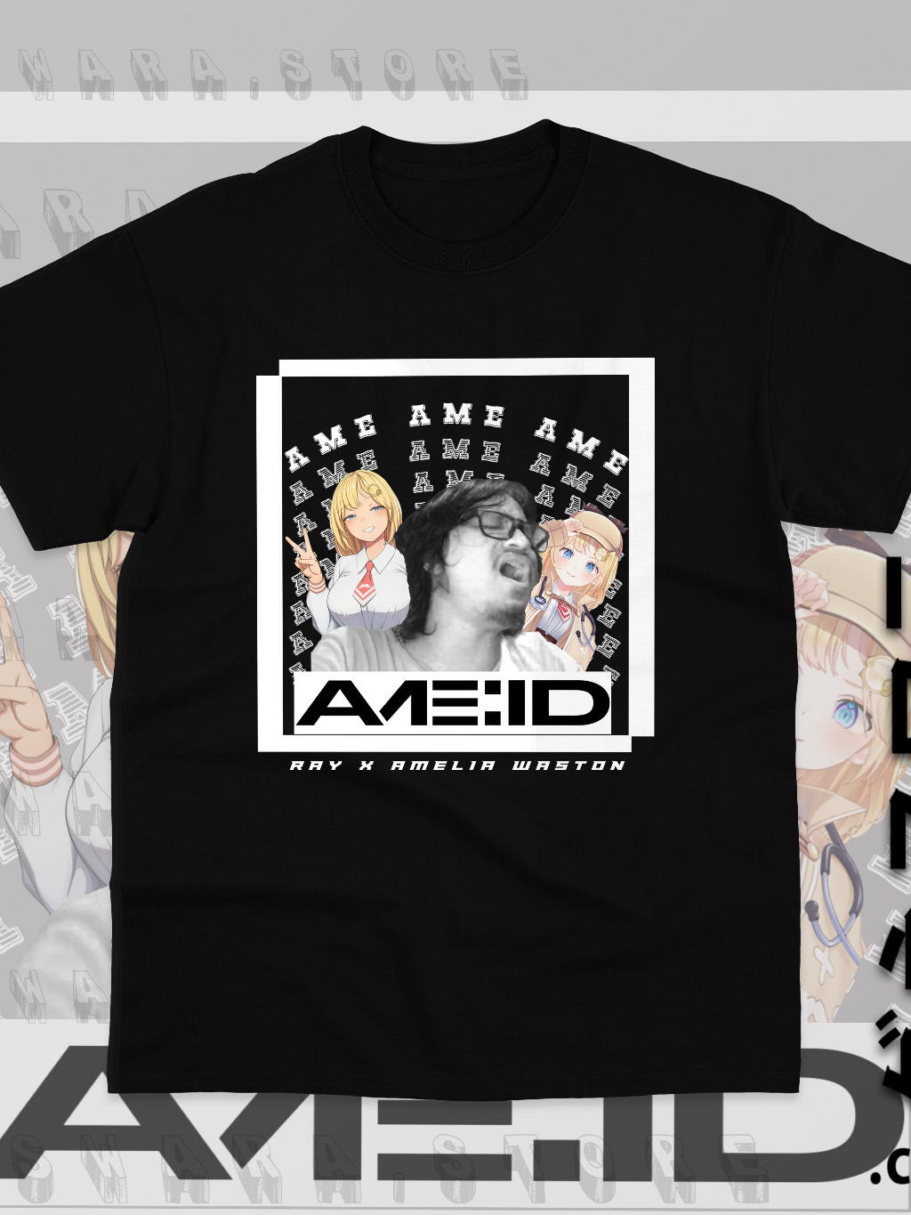 Jual Kaos Hitam AMEID Ray x Amelia Watson PREMIUM-MERCH CONS | Shopee ...