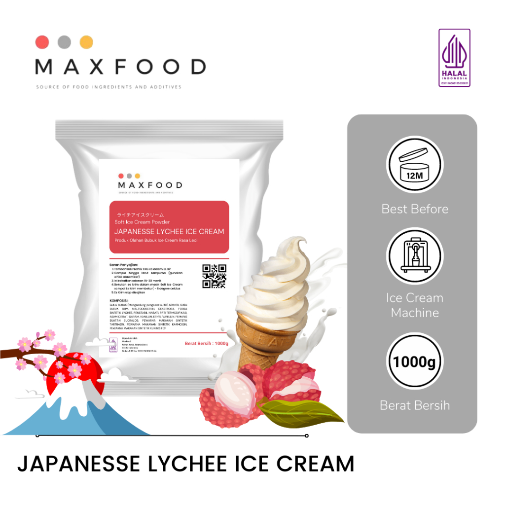 Jual JAPANESE LYCHEE SOFT SERVE ICE CREAM / BUBUK ES KRIM RASA LECI 1 ...
