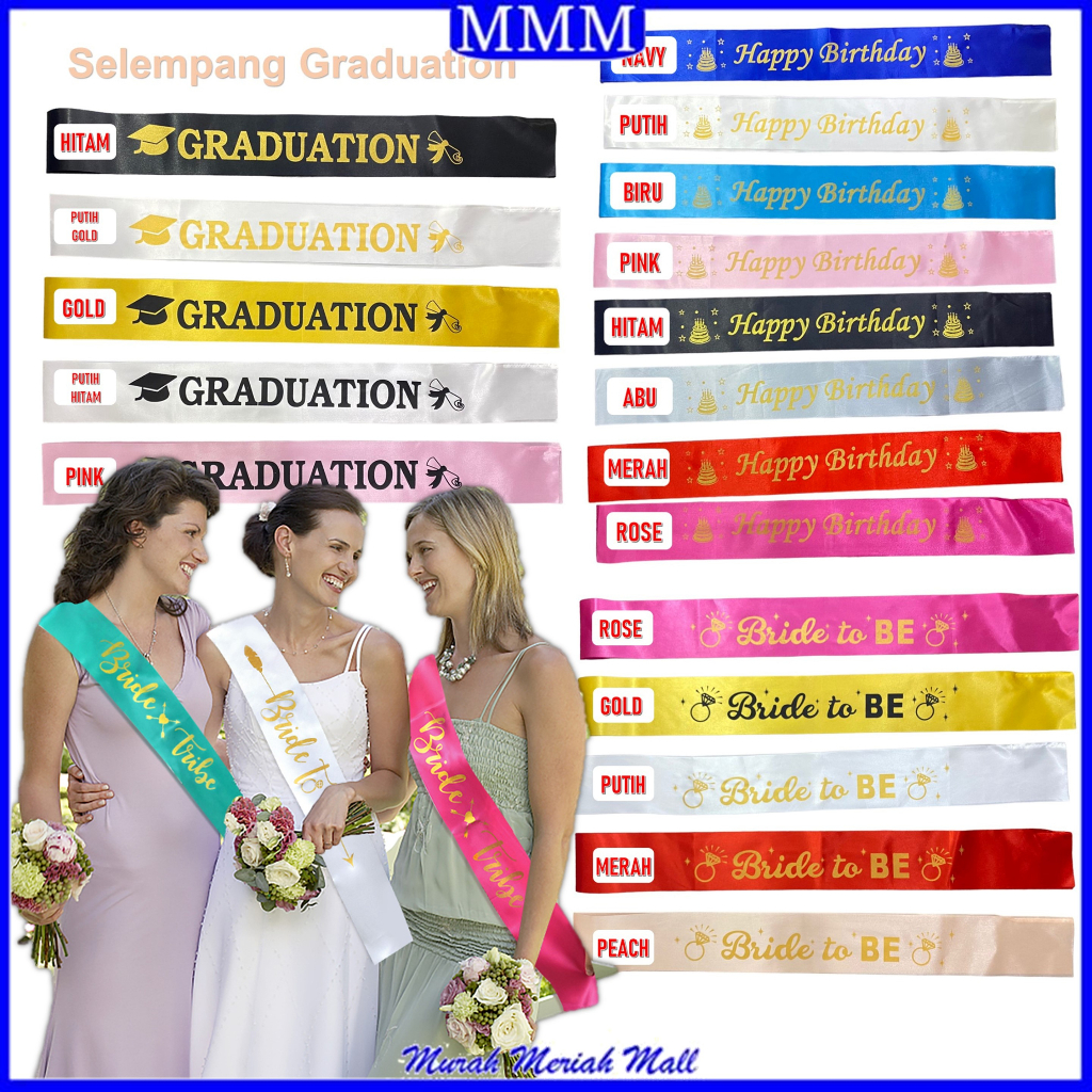 Jual MMM Selempang Ulang tahun Sash Happy Birthday Girl Bride To Be ...