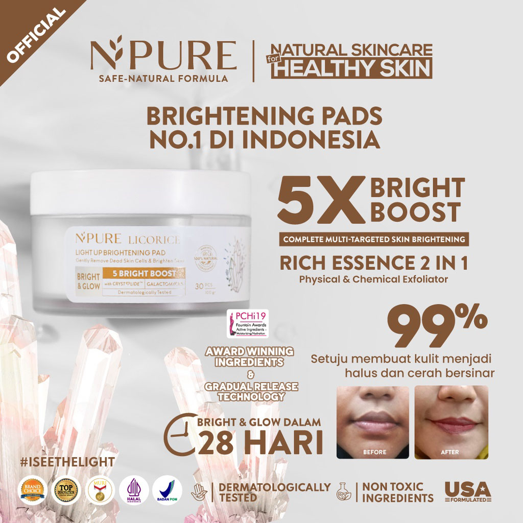 Jual NPURE LICORICE LIGHT UP BRIGHTENING PAD - Clear Pad Brightening Glowing - Eksfoliasi Kulit ...